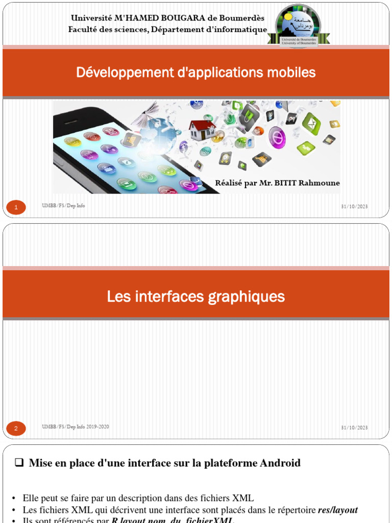 2.1-Les Interfaces Graphiques (Layaout, Widget, Clicklistener) 1 | PDF
