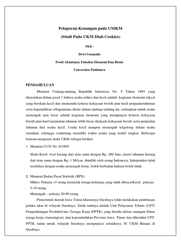 UMKM Diah Cookies | PDF | Bisnis | Pengelolaan Keuangan & Uang