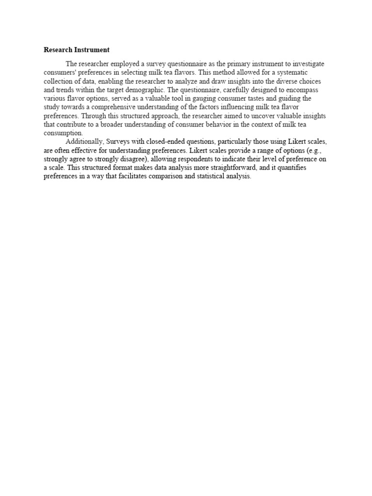 Research Instrument | PDF | Survey Methodology | Questionnaire