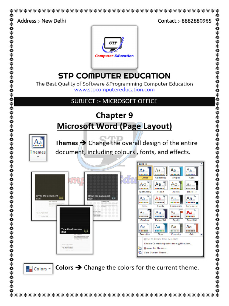Microsoft Word Page Layout Features | PDF