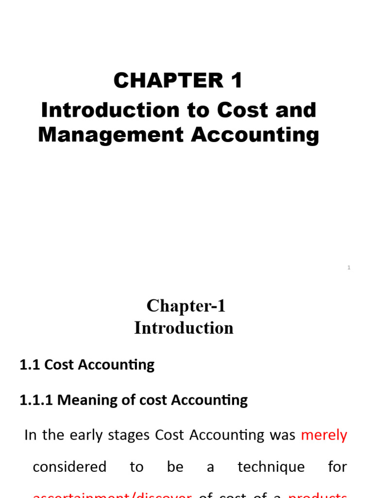 Chapter 1 Cost I | PDF | Cost Accounting | Management Accounting