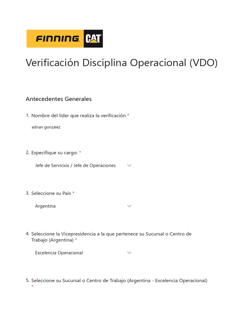 Verificación Disciplina Operacional (VDO) 4 | PDF