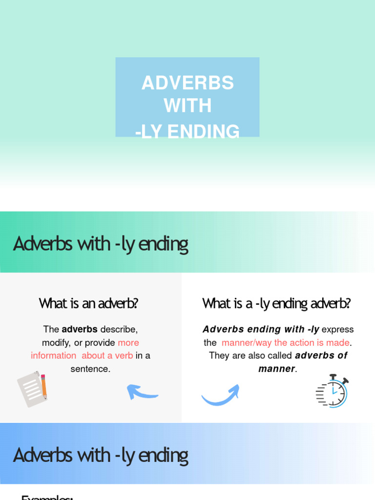 A2 - Adverbs With - Ly Ending | Download Free PDF | Adverb | Verb