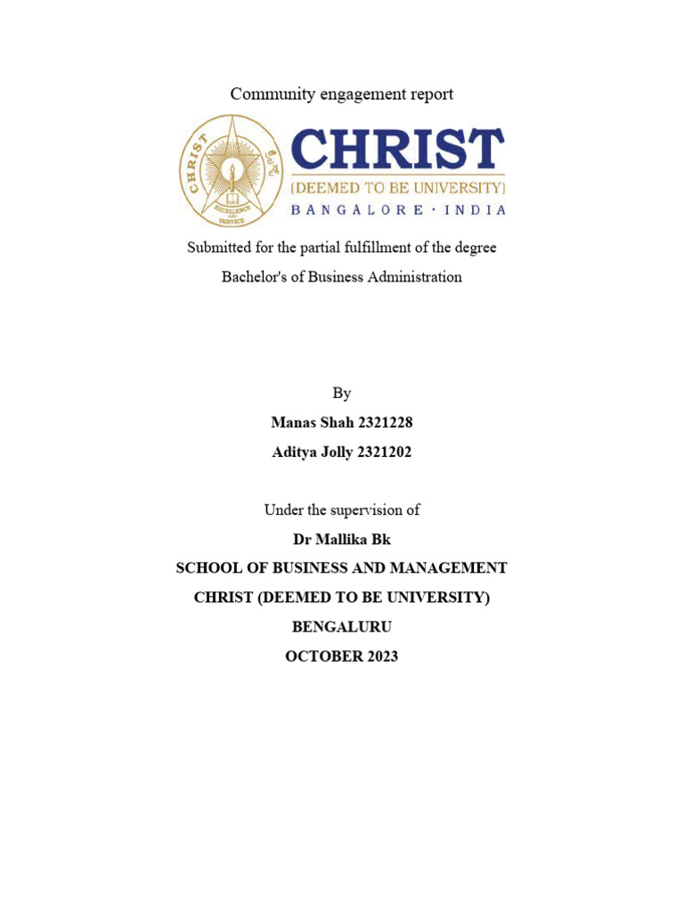 Community Engagement Project Report | PDF