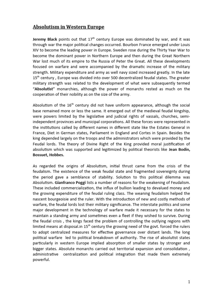 Absolutism in 17th Century Europe | PDF