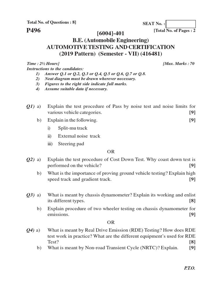 B.E (2019 Pattern) | PDF | Exhaust Gas | N Ox