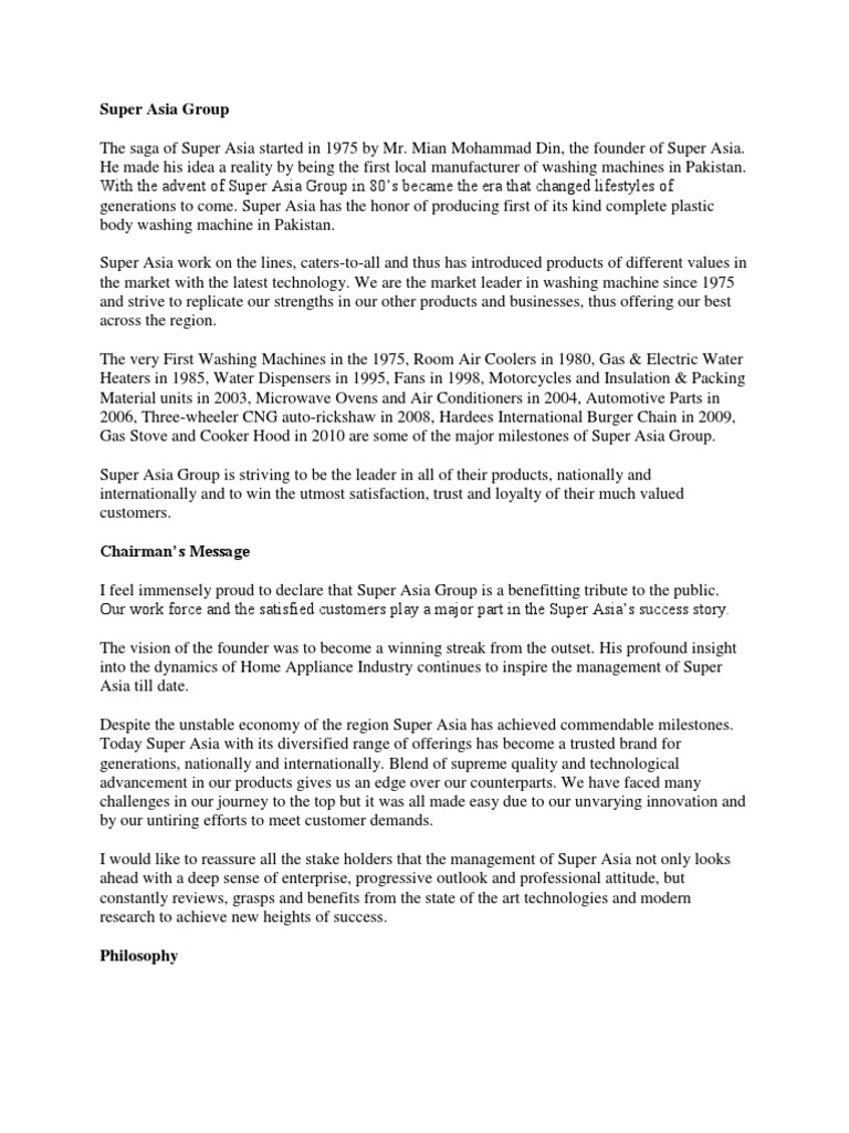 Super Asia Group: A Legacy of Innovation | PDF | Innovation | Air ...