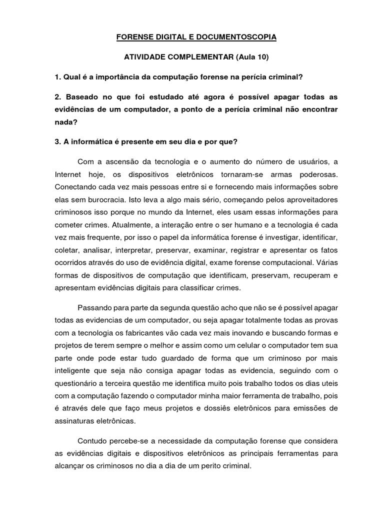 FORENSE DIGITAL E DOCUMENTOSCOPIA | PDF