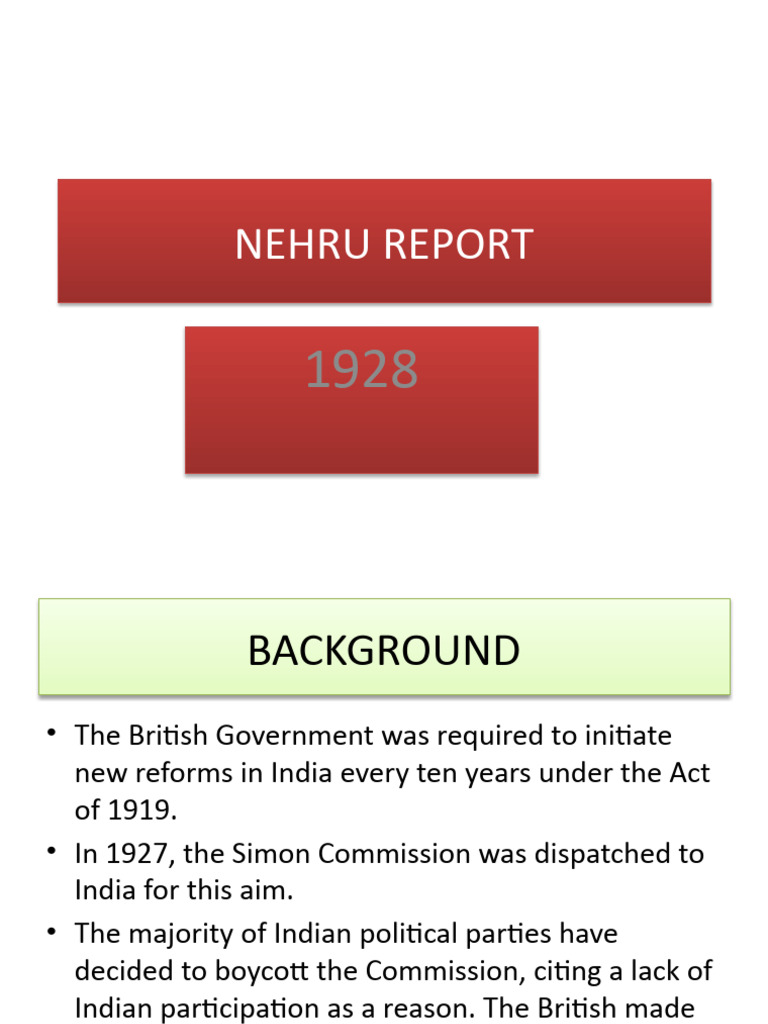 Nehru Report | PDF | Government | Politics Of India