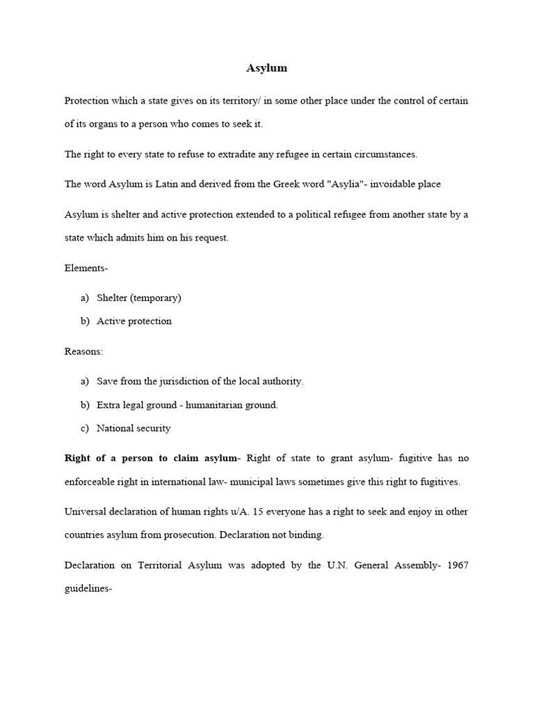 Asylum | PDF | Right Of Asylum | Refugee