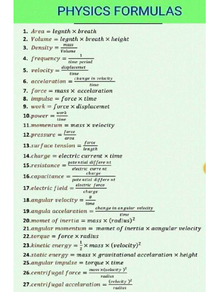 Physics Formula | PDF