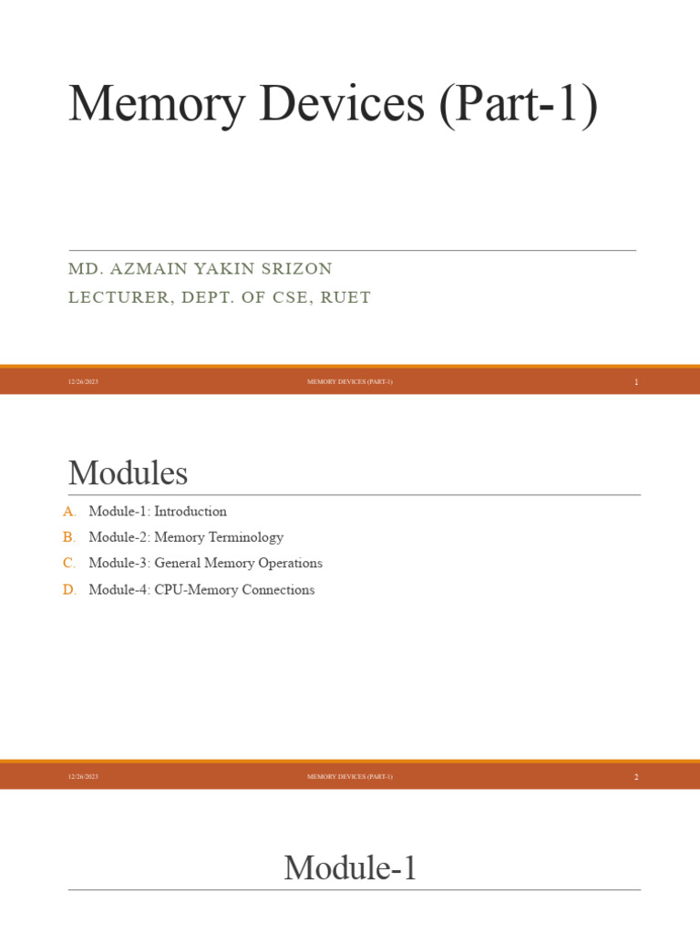 Part 1 Memory Devices Download Free Pdf Computer Data Storage Bit