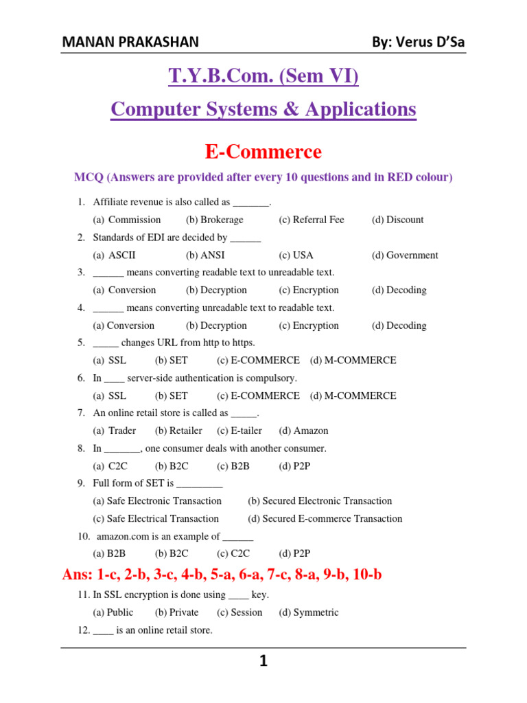 Instapdf - in Computer System and Application Tybcom Sem 6 MCQ 903 | PDF | Encryption ...