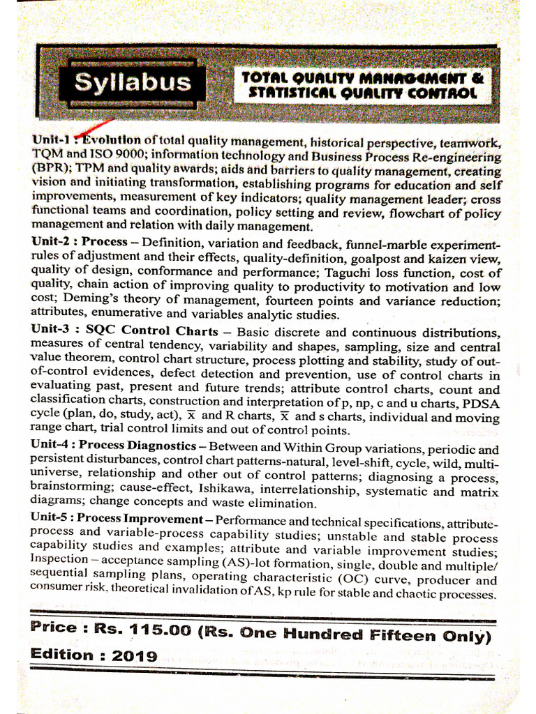 Unit 1 & 2 TQM | PDF