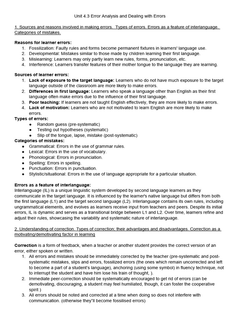 Test Errors Pdf Second Language Second Language Acquisition
