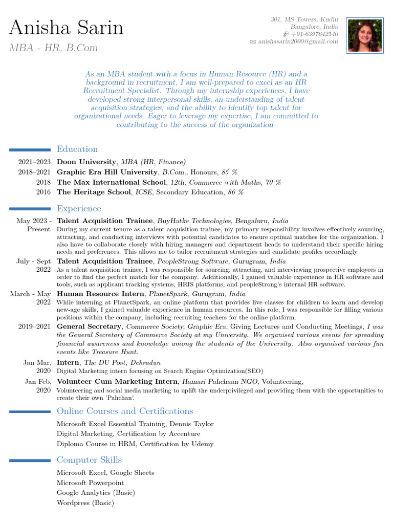 Anisha Résume HR | PDF