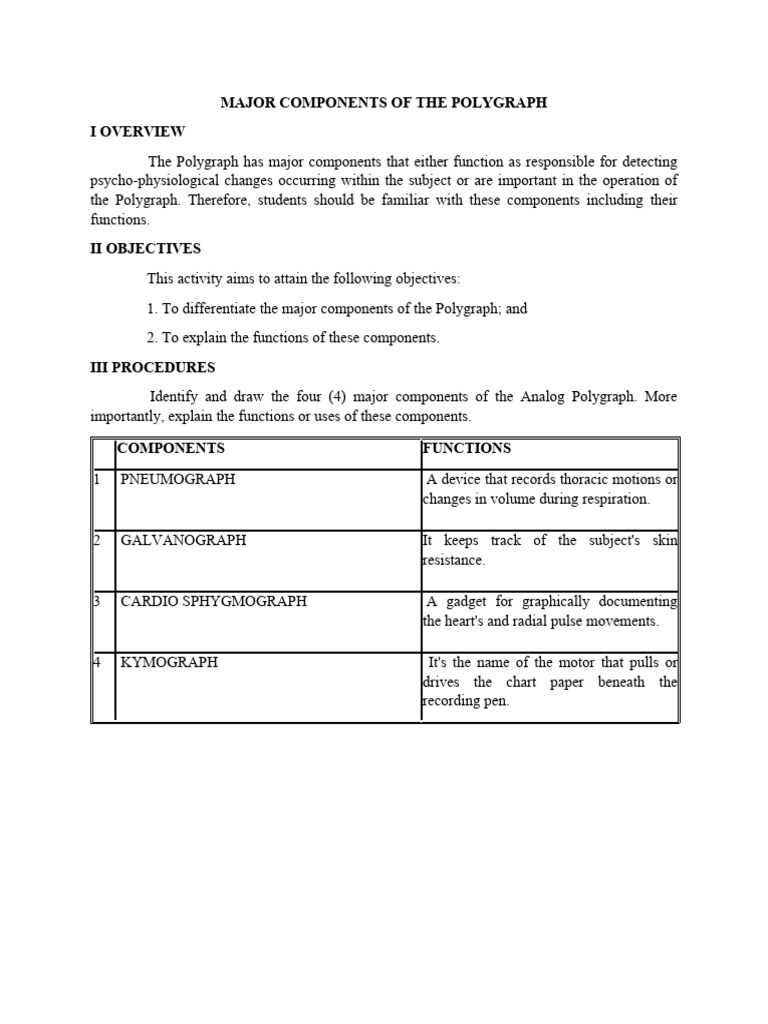 Major Components of The Polygraph Lab 6 | PDF