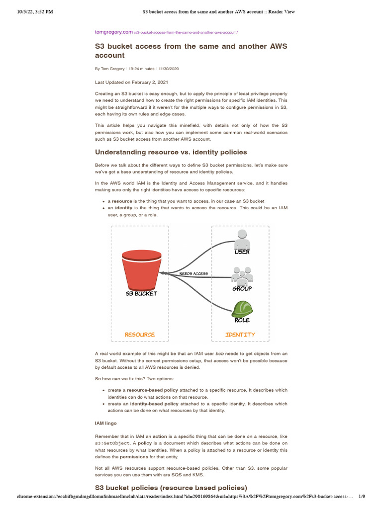 S3 Bucket Access From The Same And Another Aws Account Pdf Amazon