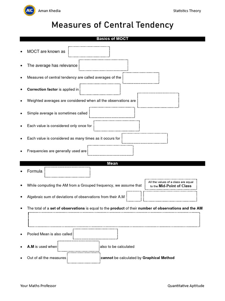 1.MOCT-Theory Updated | PDF | Mean | Median