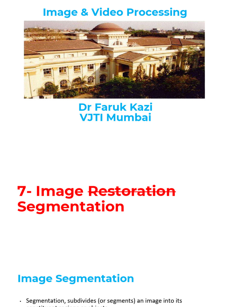 PDF-FSK IVP Ch7 Image Segmentation 2022 | PDF | Image Segmentation | Artificial Intelligence