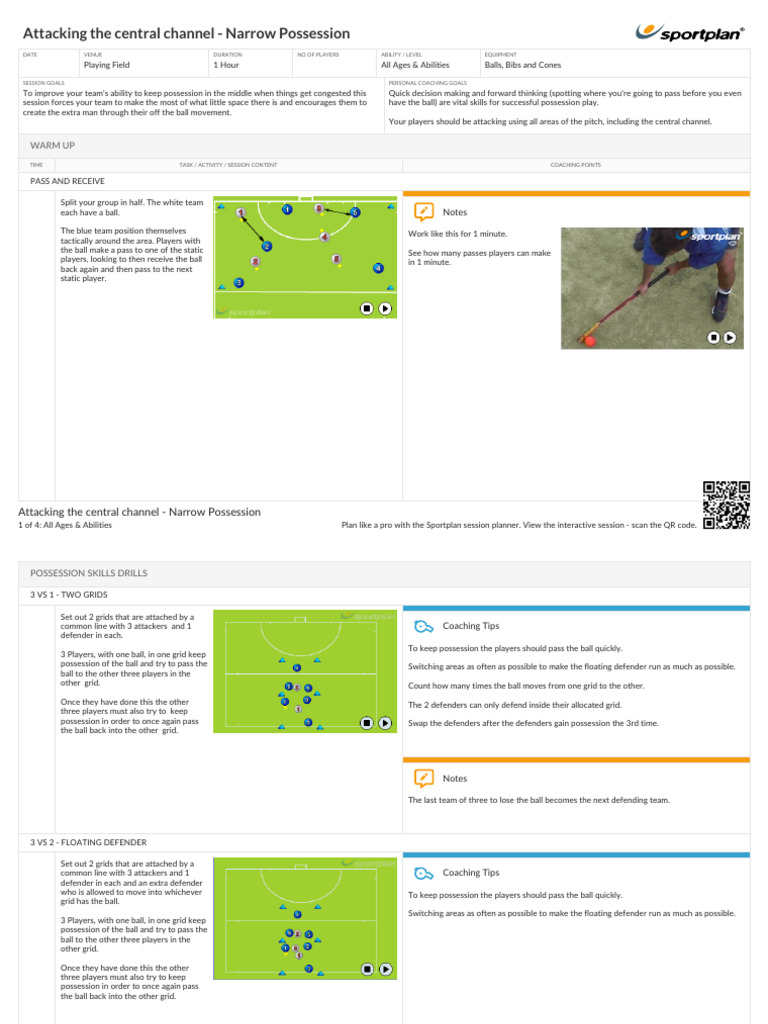 Central Channel Possession Drills | PDF | Defender (Association ...