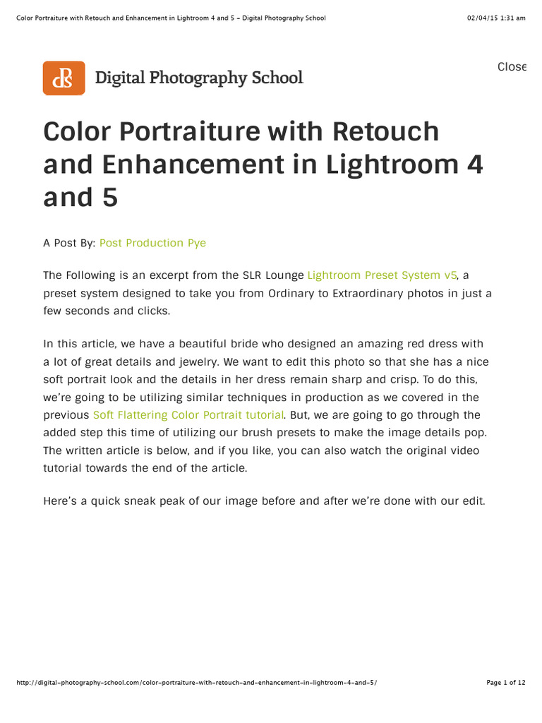 Color Portraiture With Retouch and Enhancement in Lightroom 4 and 5 ...