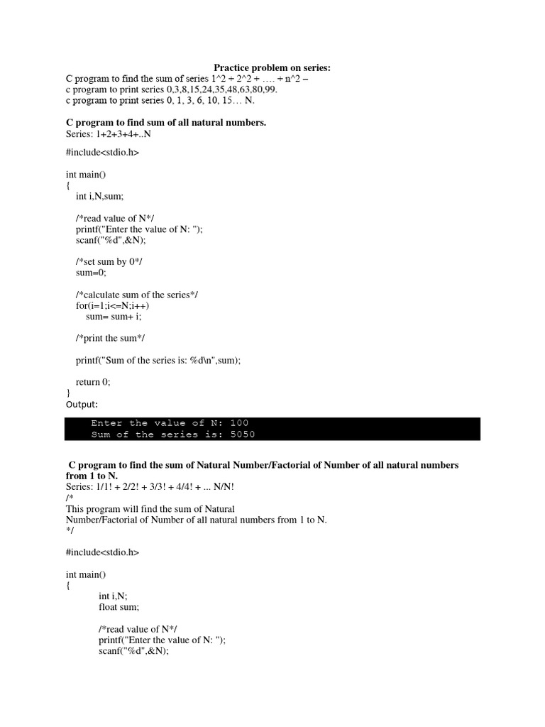 C Pograms On Series and Pattern | PDF | Computer Standards | Computer ...