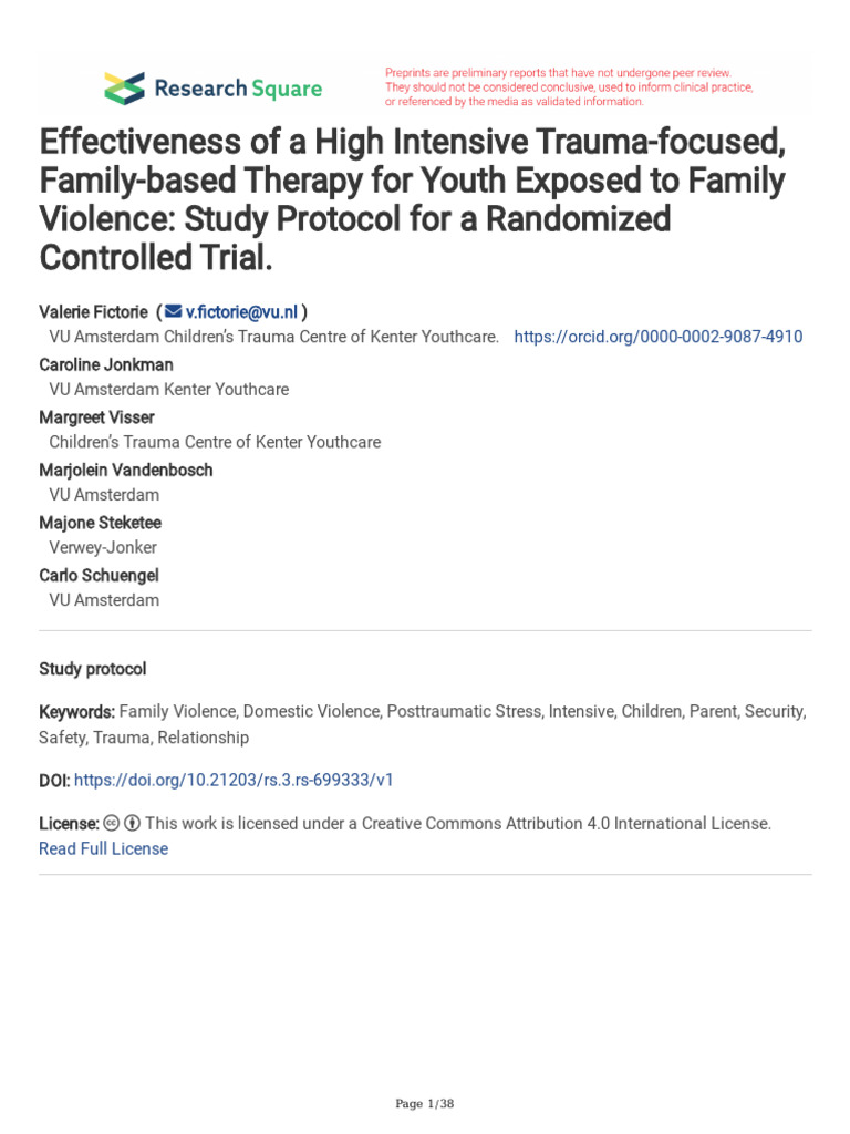 Effectiveness of A High Intensive Trauma-Focused F | PDF | Self ...