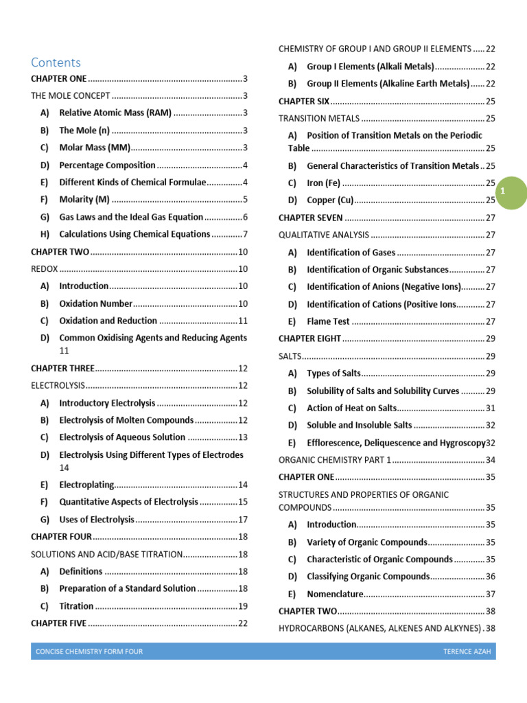 Form 4 Notes v1.0 | PDF | Mole (Unit) | Gases