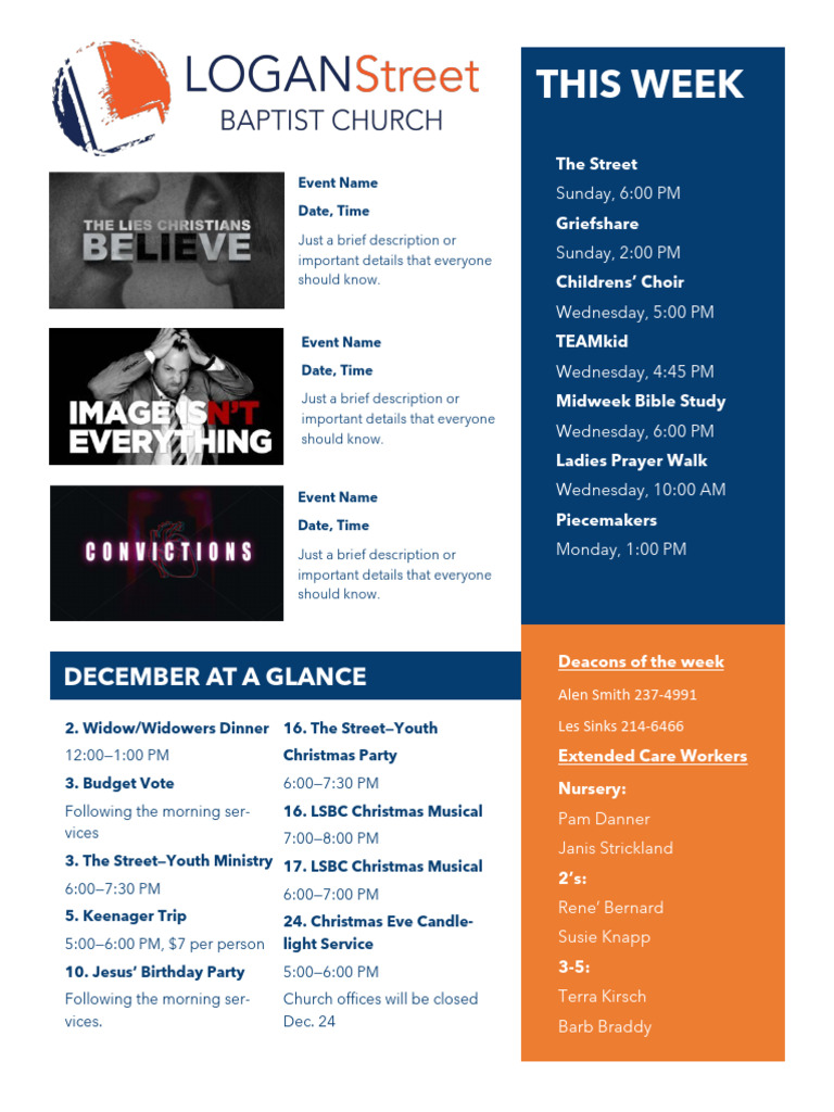 Full Page Church Bulletin Template | PDF | December Observances ...