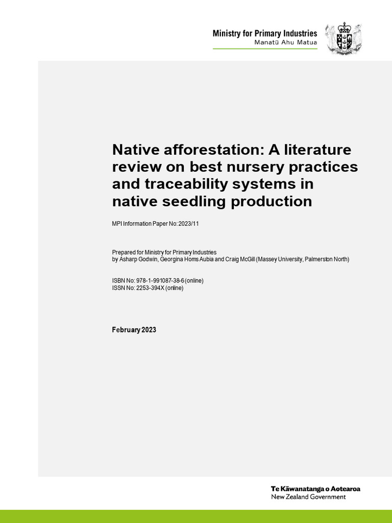 Native Afforestation A Literature Review On Best Nursery Practices and ...
