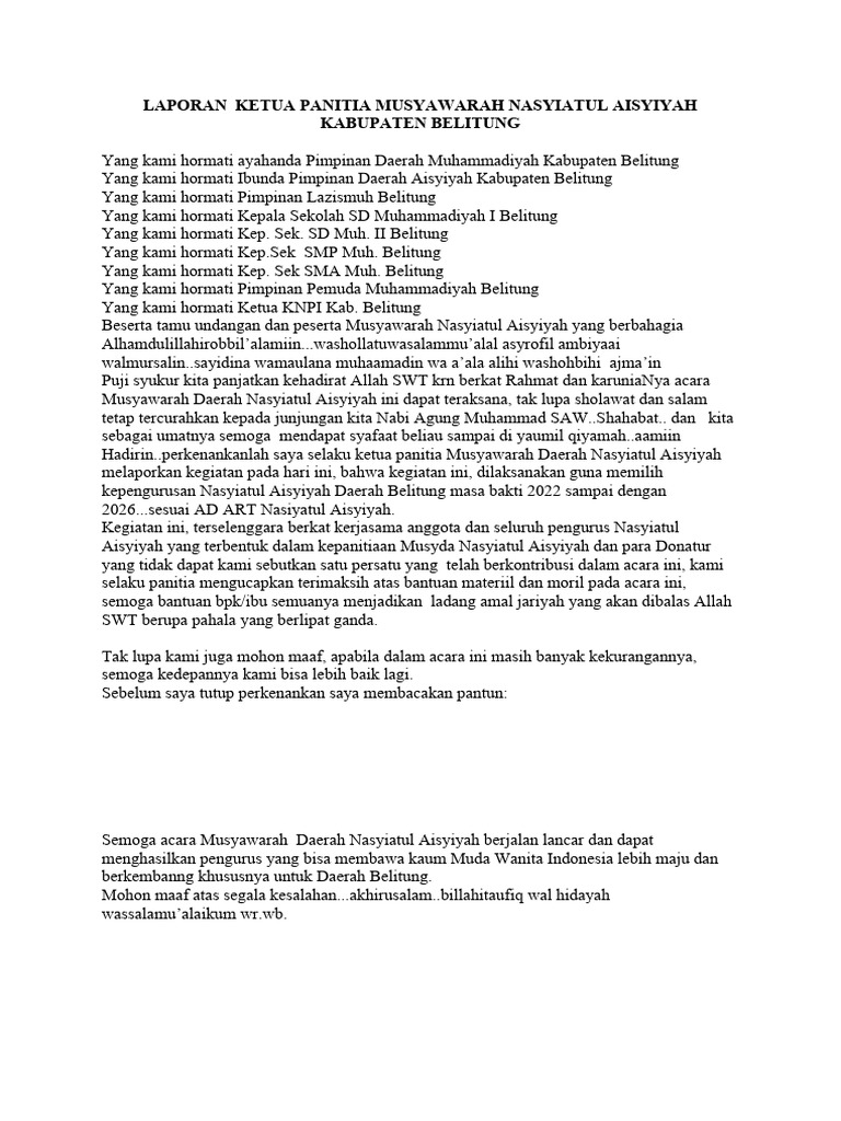 Laporan Ketua Panitia Musda Na | PDF | Gaya Hidup