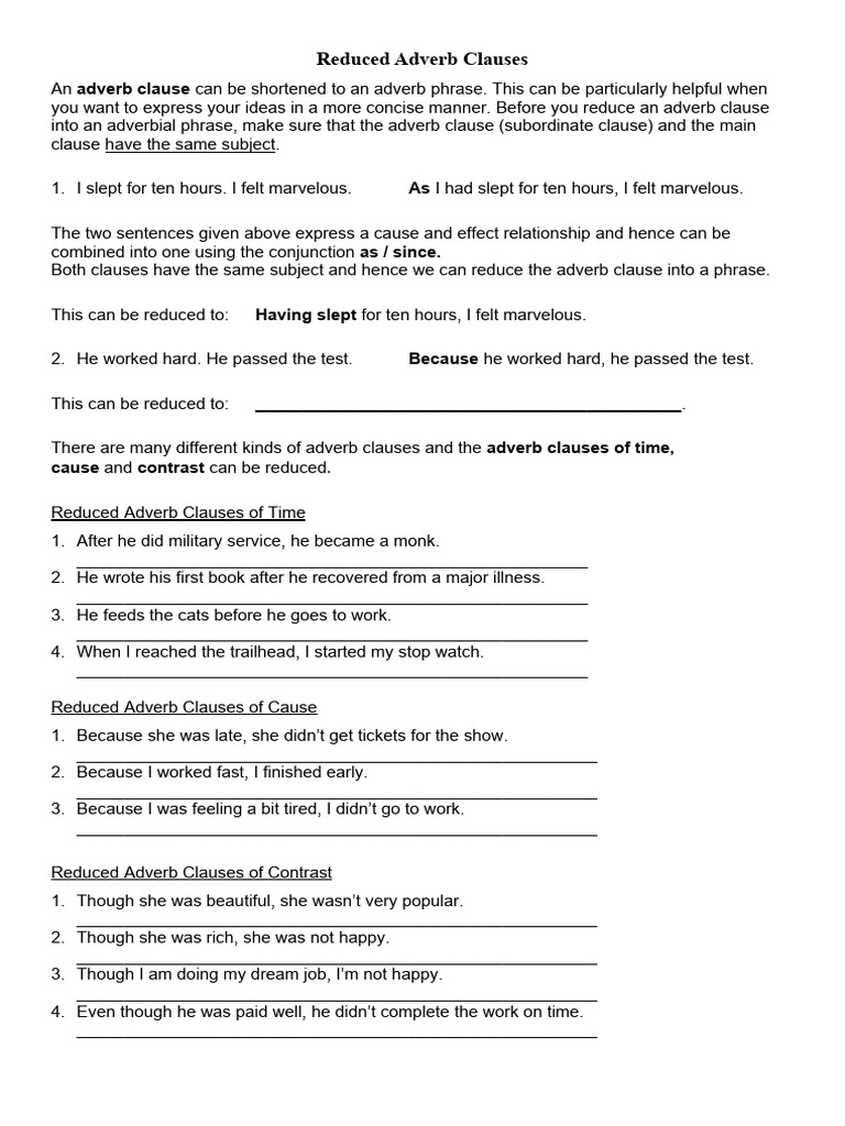 Reduced Adverb Clauses Modified | PDF