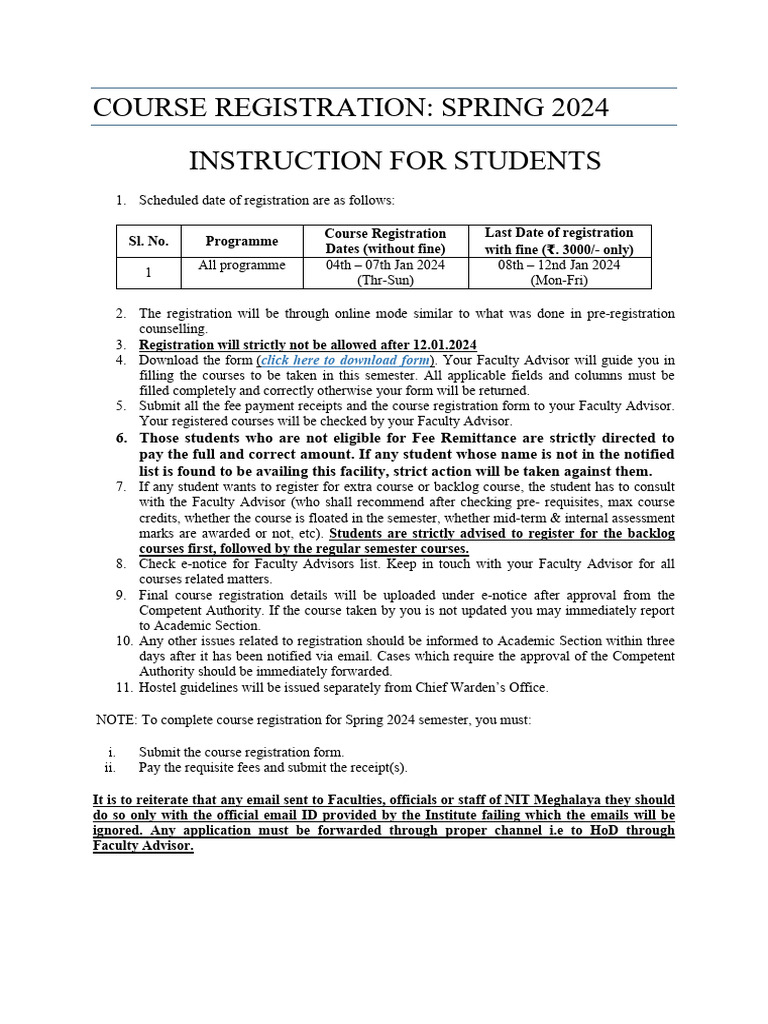Instruction For Students | PDF