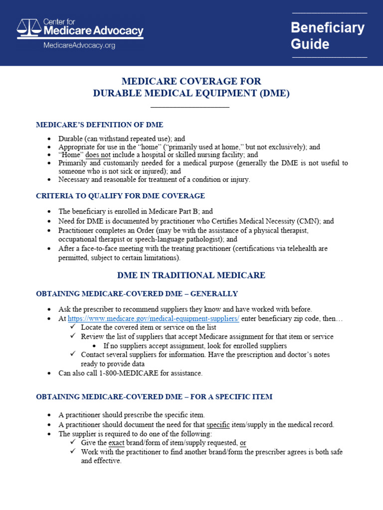 Cma Guide To Dme | Download Free PDF | Medicare (United States ...
