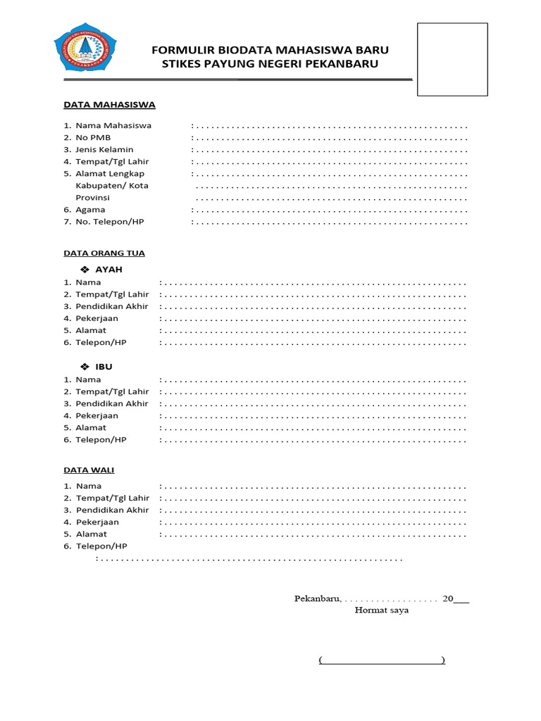 Formulir Biodata Pmb 5 | PDF