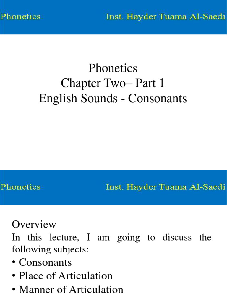 Chapter Two Part 1 | PDF | Phonetics | Consonant