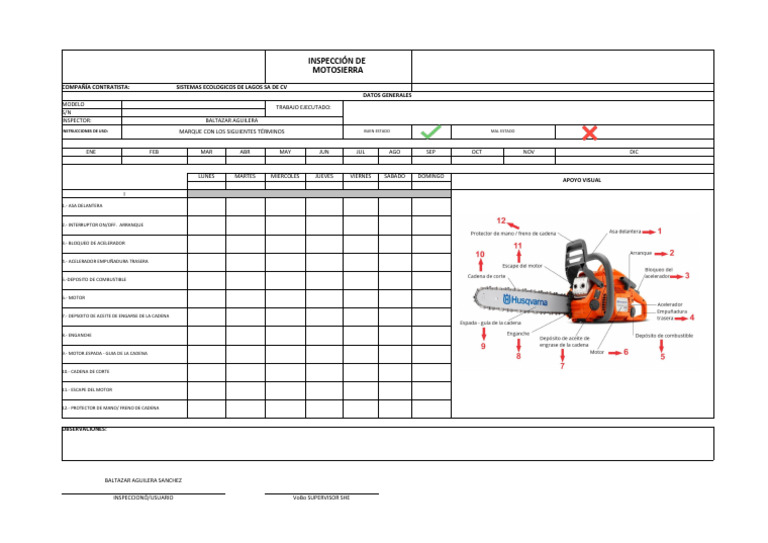 Check List de Inspección de Motosierra | PDF
