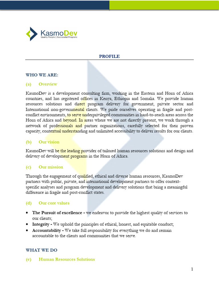 KasmoDev-CProfile 2020 | PDF | Food Security | Climate Resilience