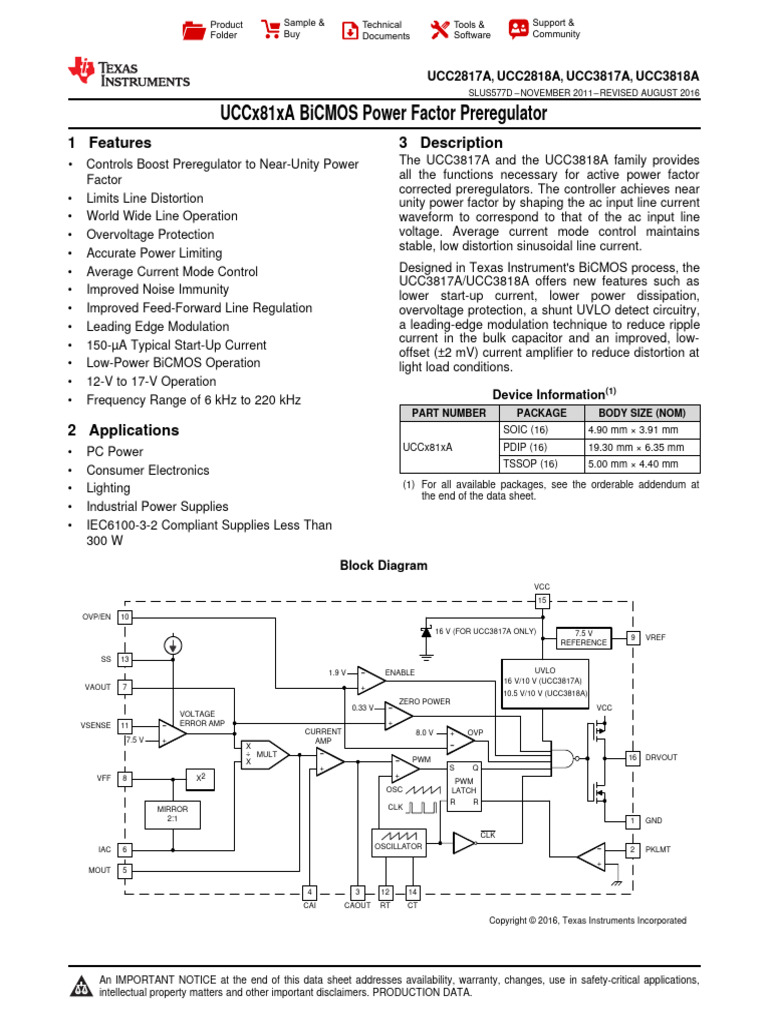 UCC2817A | PDF | Electrostatic Discharge | Amplifier