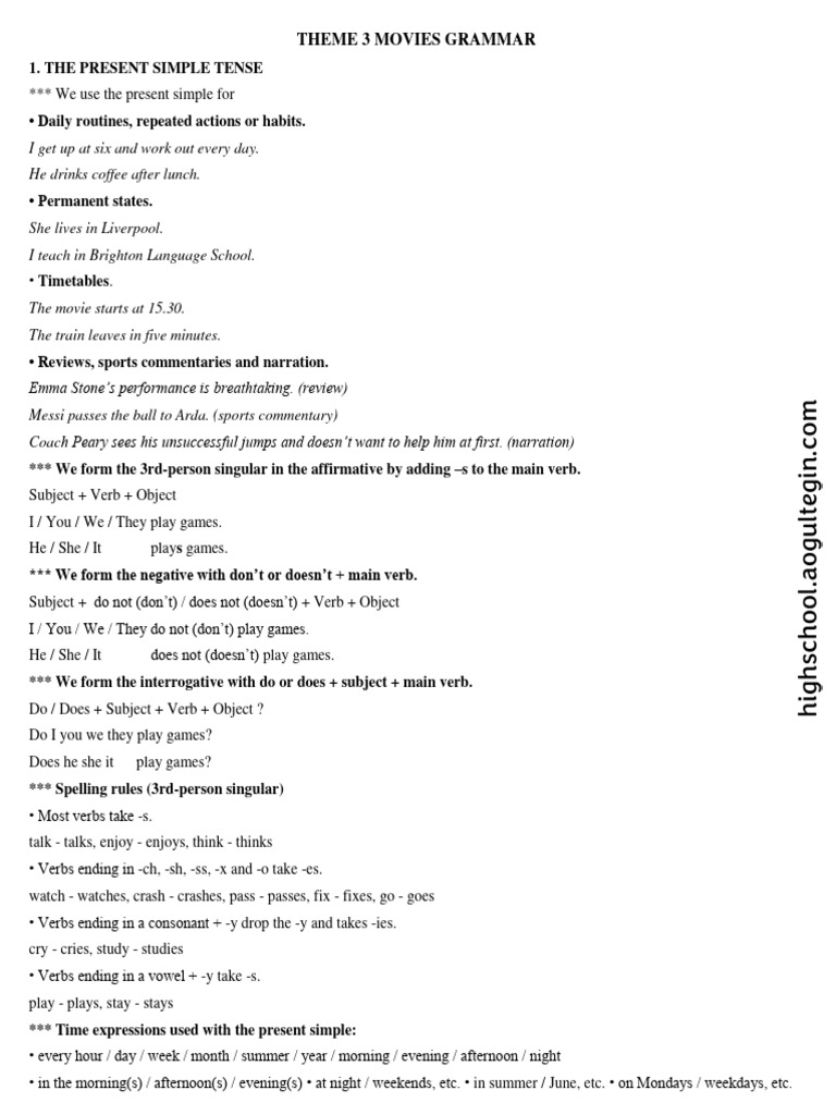 Theme 3 Movies 4. Grammar | PDF | Verb | Grammar