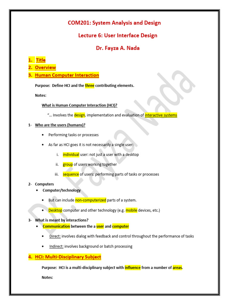 L6 - User Interface Design-Handout | PDF | Human–Computer Interaction | Perception