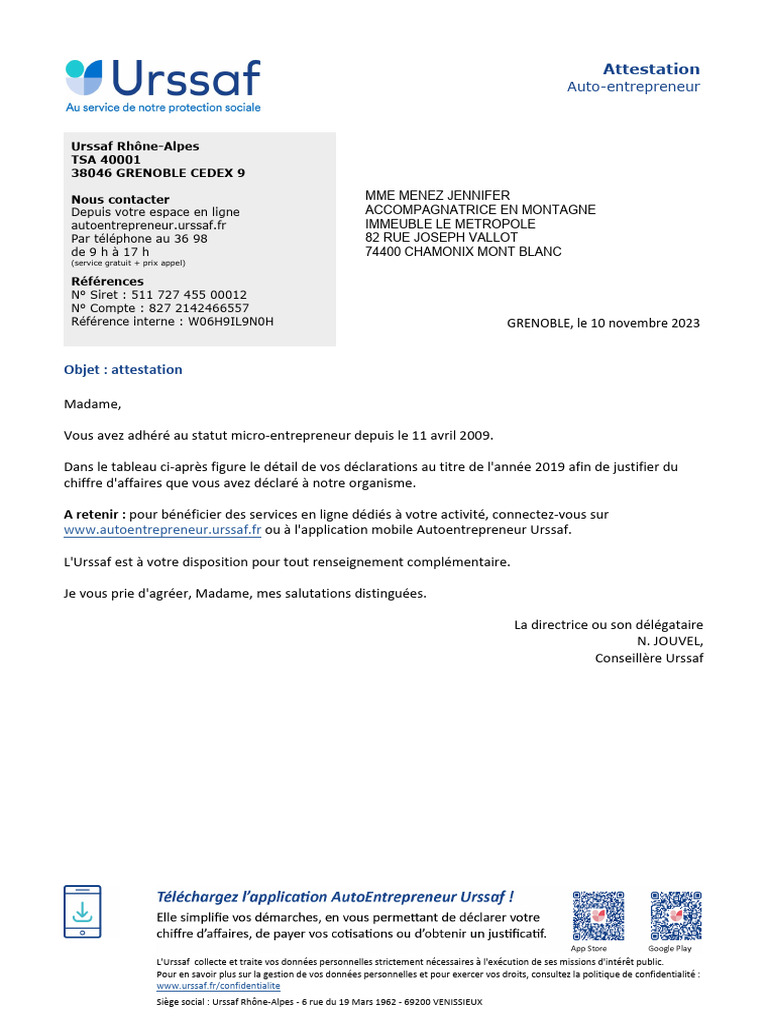 Attestation URSSAF 2019 | PDF