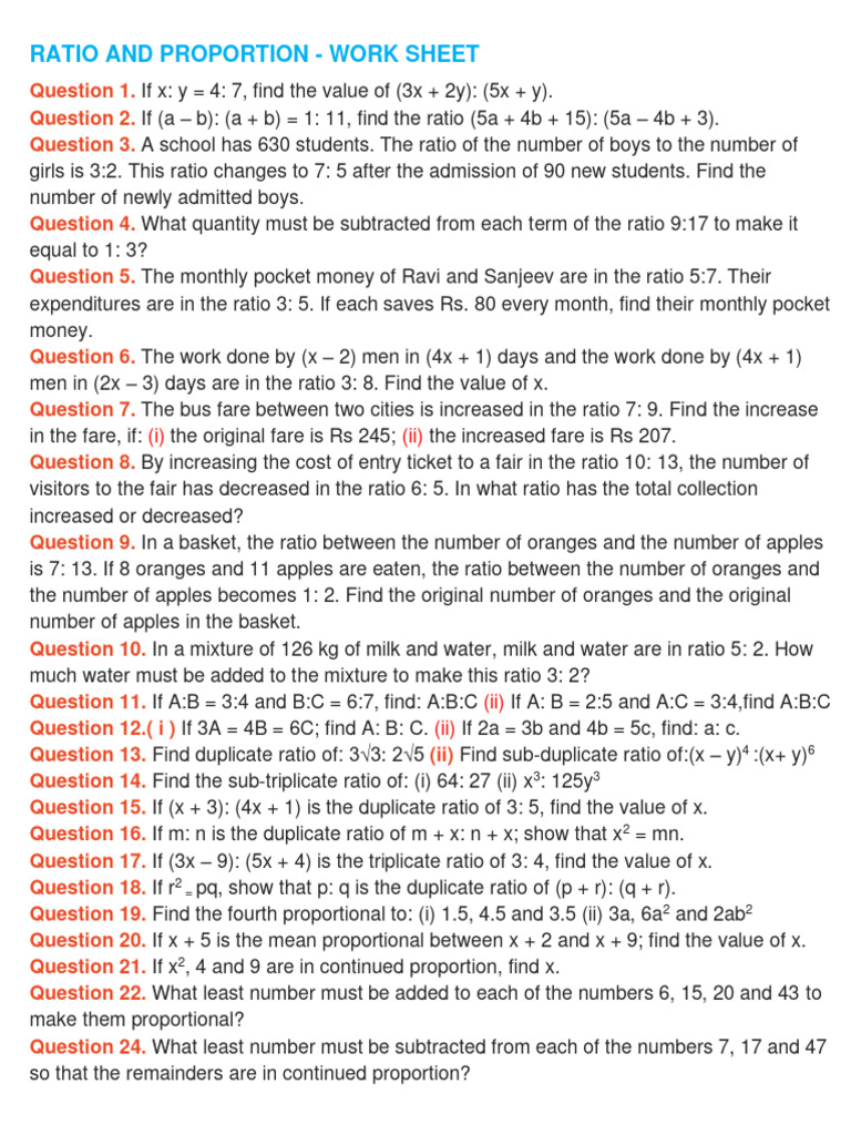 R.P Worksheet | Download Free PDF | Ratio | Physical Quantities
