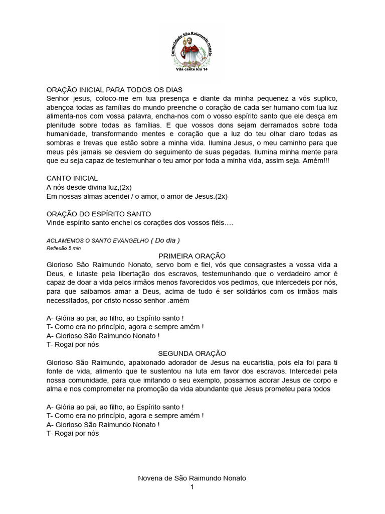 Novena de São Raimundo Nonato | PDF