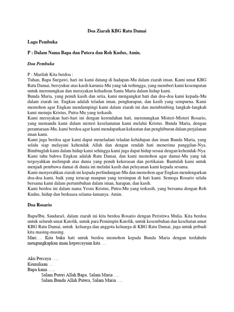 Doa Ziarah KBG Ratu Damai | PDF