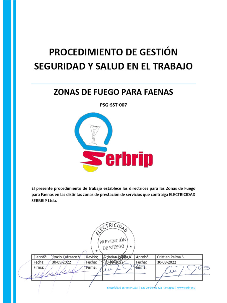 PSG-SST-007 - Zonas de Fuegos para Faenas | Descargar gratis PDF ...