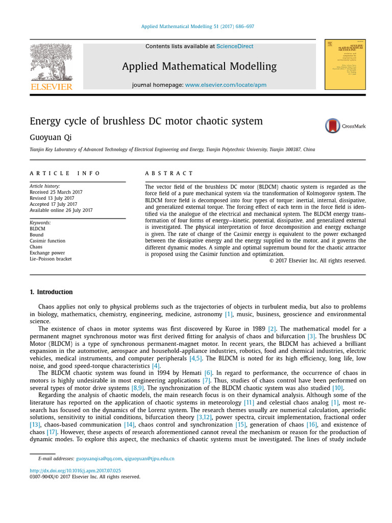 Energy Cycle of Brushless DC Motor Chaotic System | PDF | Chaos Theory ...