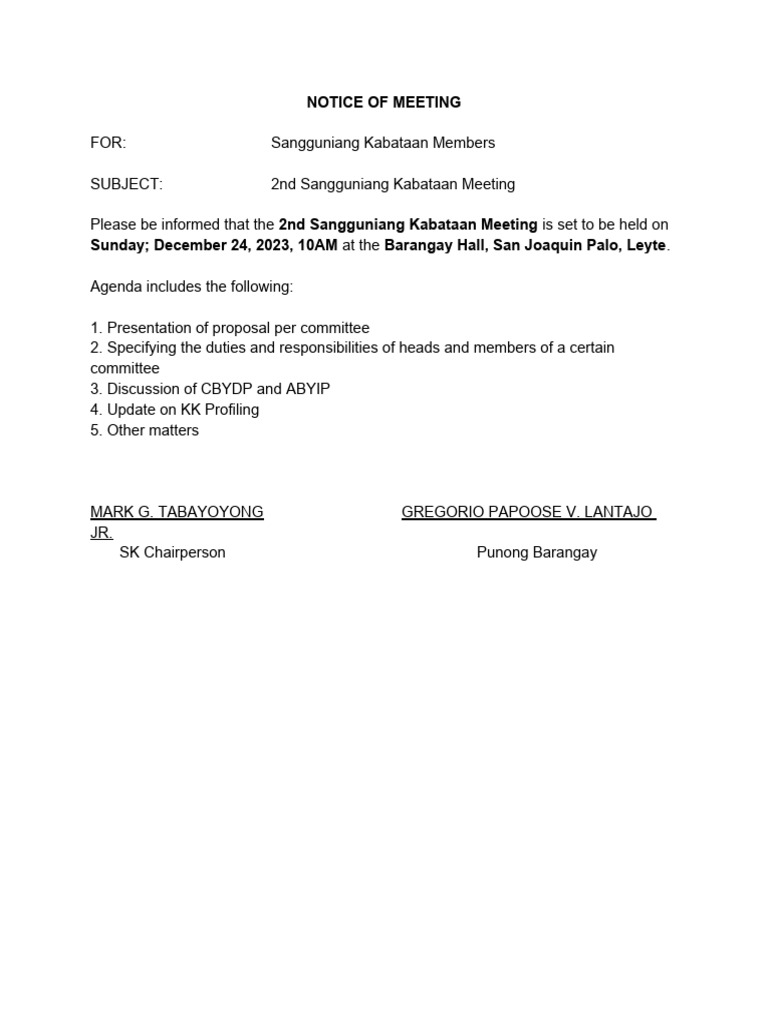 Notice of Meeting | PDF