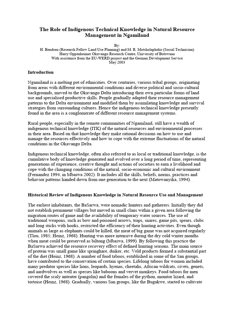 Role of Indigenous Knowledge in NRM | PDF | Agriculture | Pastoralism